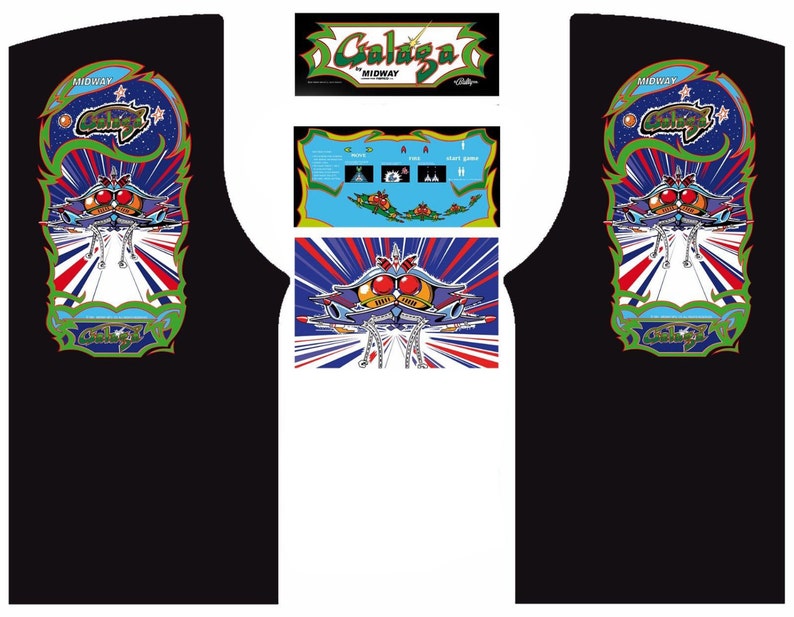 GALAGA Arcade Cabinet Graphics For Reproduction Marquee CPO | Etsy