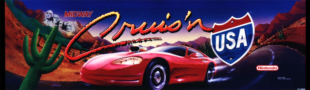 CRUIS'N USA CRUSIN Nintendo Arcade Marquee for Reproduction Header ...