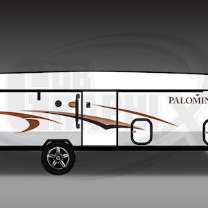 10 Rv Trailer Popup Camper Stripes Logos Palomino Stampede Graphics ...