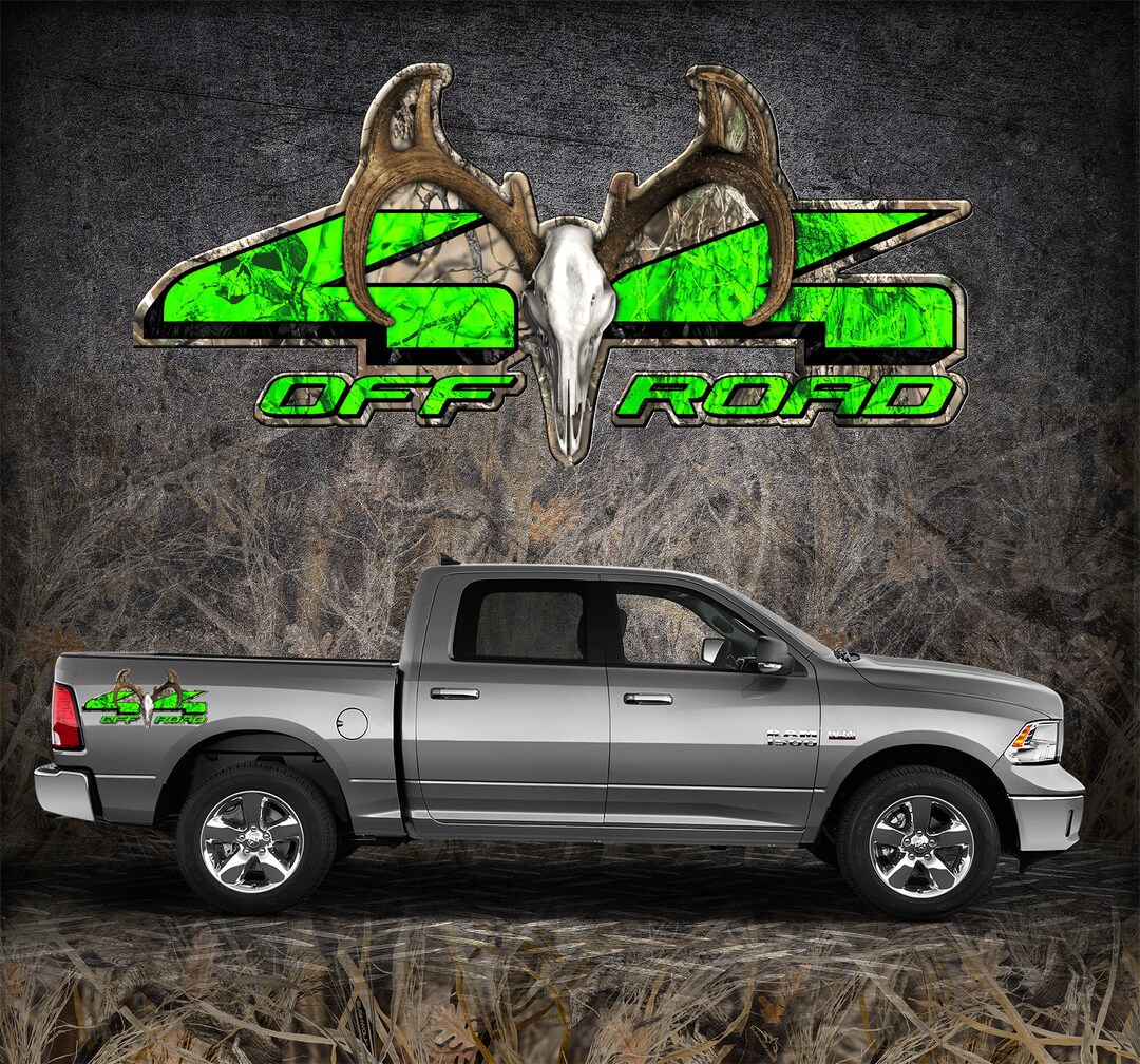 2 4x4 off Road Truck Camouflage Buck Skull Camo Truck Bed Decals ...