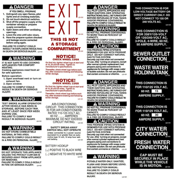 1 RV Trailer Camper Motor Home Caution Warning Decals - Etsy