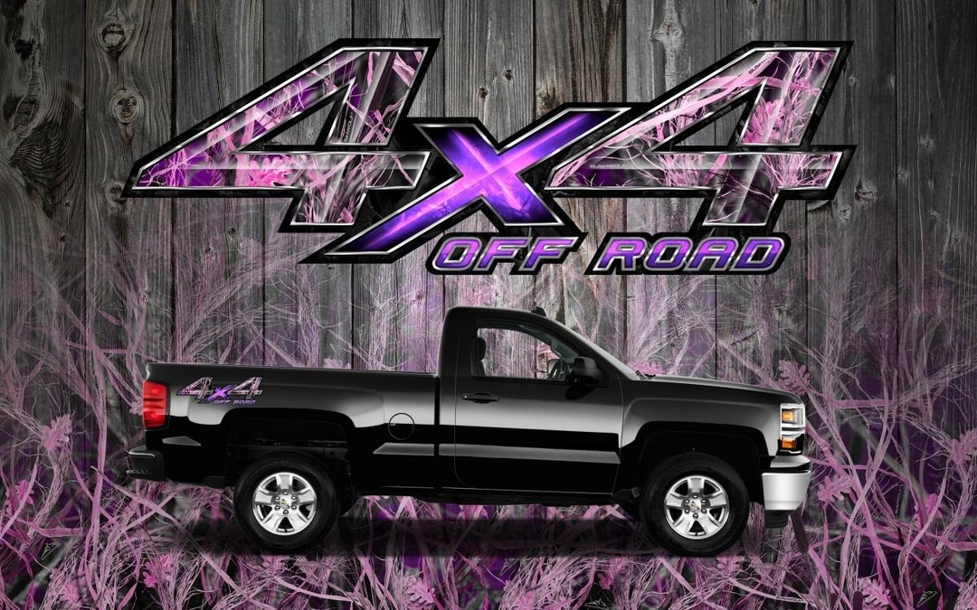 2 4x4 off Road Truck Camouflage Pink Camo Truck Bed Decals Stickers ...