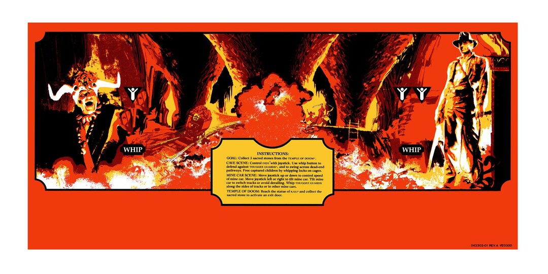 Indiana Jones and the Temple of Doom Arcade Control Panel Overlay CPO ...