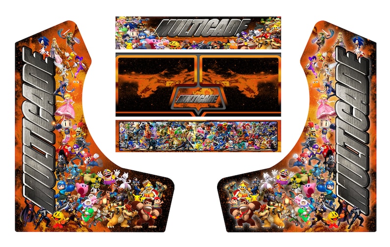 Arcade Classics Multicade Bartop Cabinet Graphics Decals Stickers Set ...