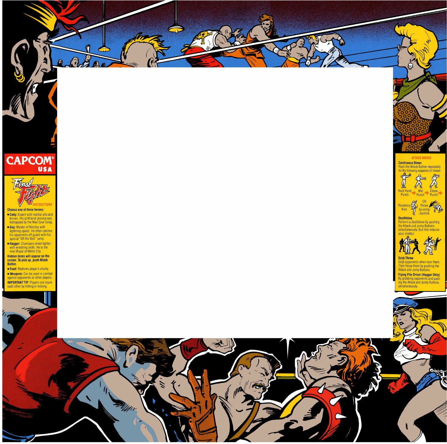 Collectibles & Art Arcade 1up Final Fight Arcade Monitor Bezel Sticker ...