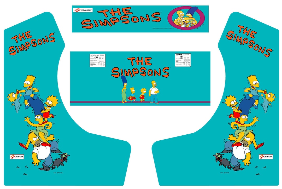 The Simpsons Bartop Arcade Side Art Arcade Cabinet Graphics Marquee CPO ...