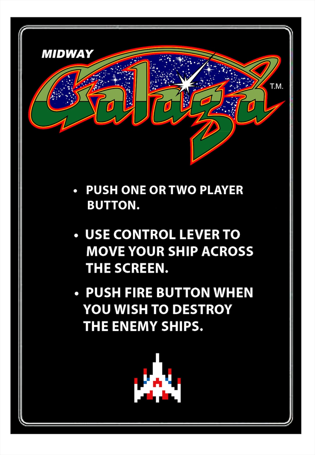 Galaga Arcade Instructions Card Sticker Decal - Etsy