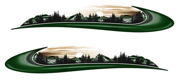 2 RV Trailer Camper Mountain Scene Graphics Decals Stripes | Etsy