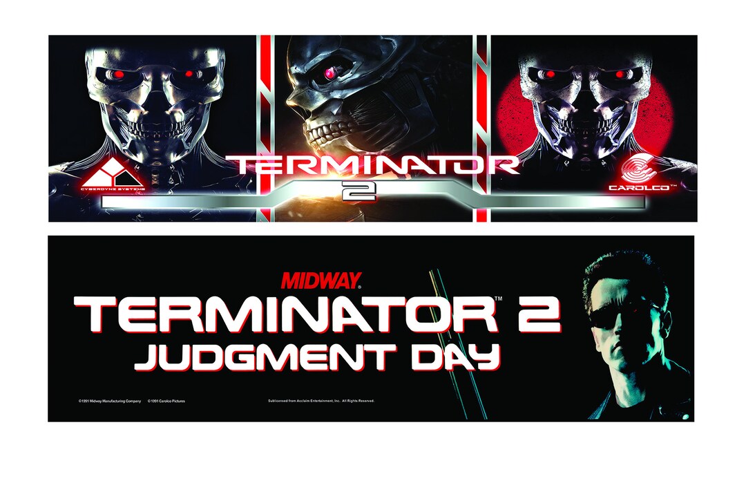Arcade 1up Terminator 2 Judgment Day Marquees for Reproduction Backlit ...