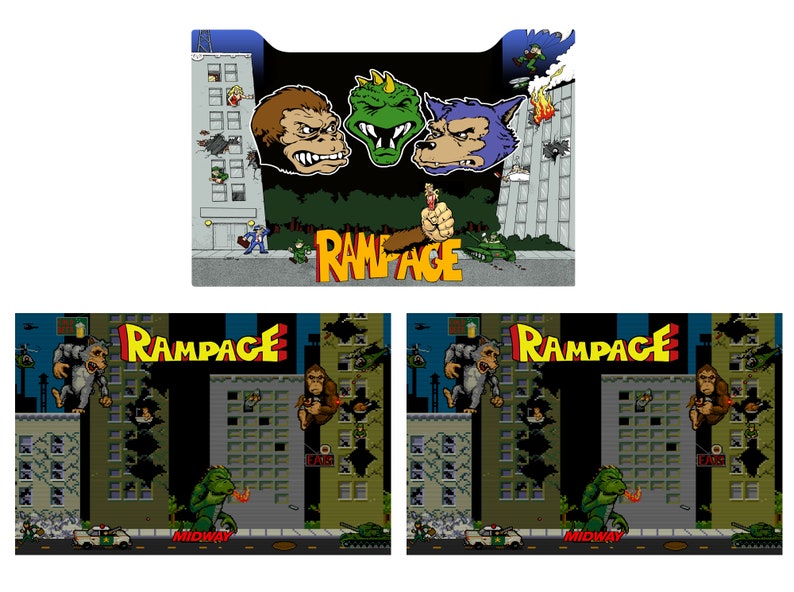 Rampage Arcade 1up Cabinet Riser Graphics Decals Stickers - Etsy