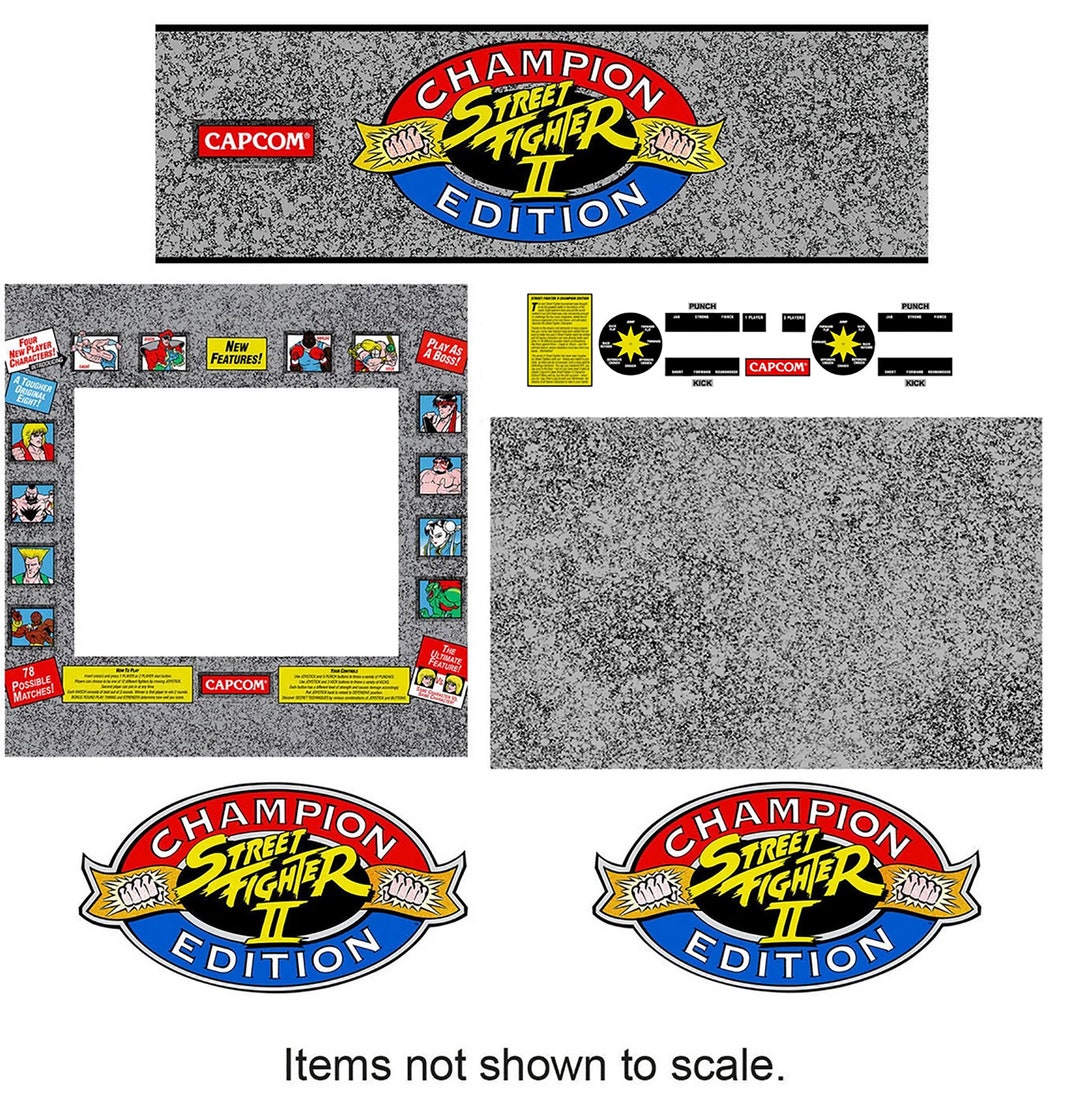 Street Fighter 2 Champion Edition Arcade Cabinet Graphics Marque/ Cpo ...