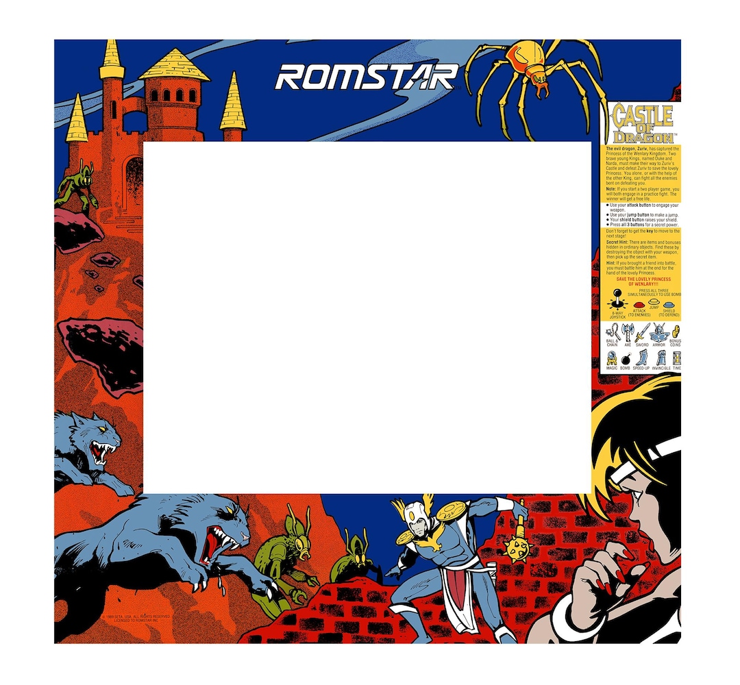 Castle of Dragon Arcade Monitor Bezel Sticker Decal - Etsy