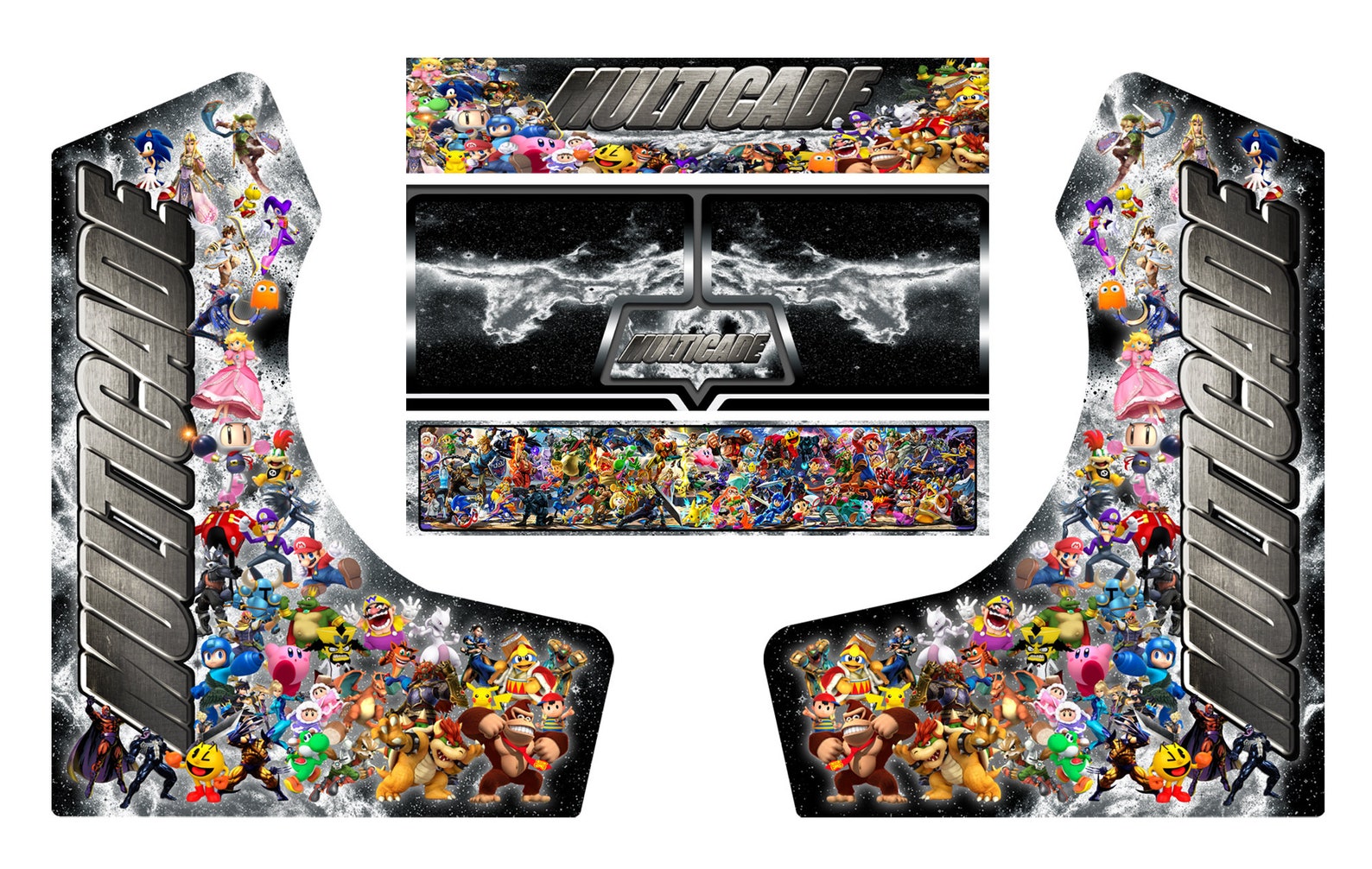 Arcade Classics Multicade Bartop Cabinet Graphics Decals Stickers Set ...