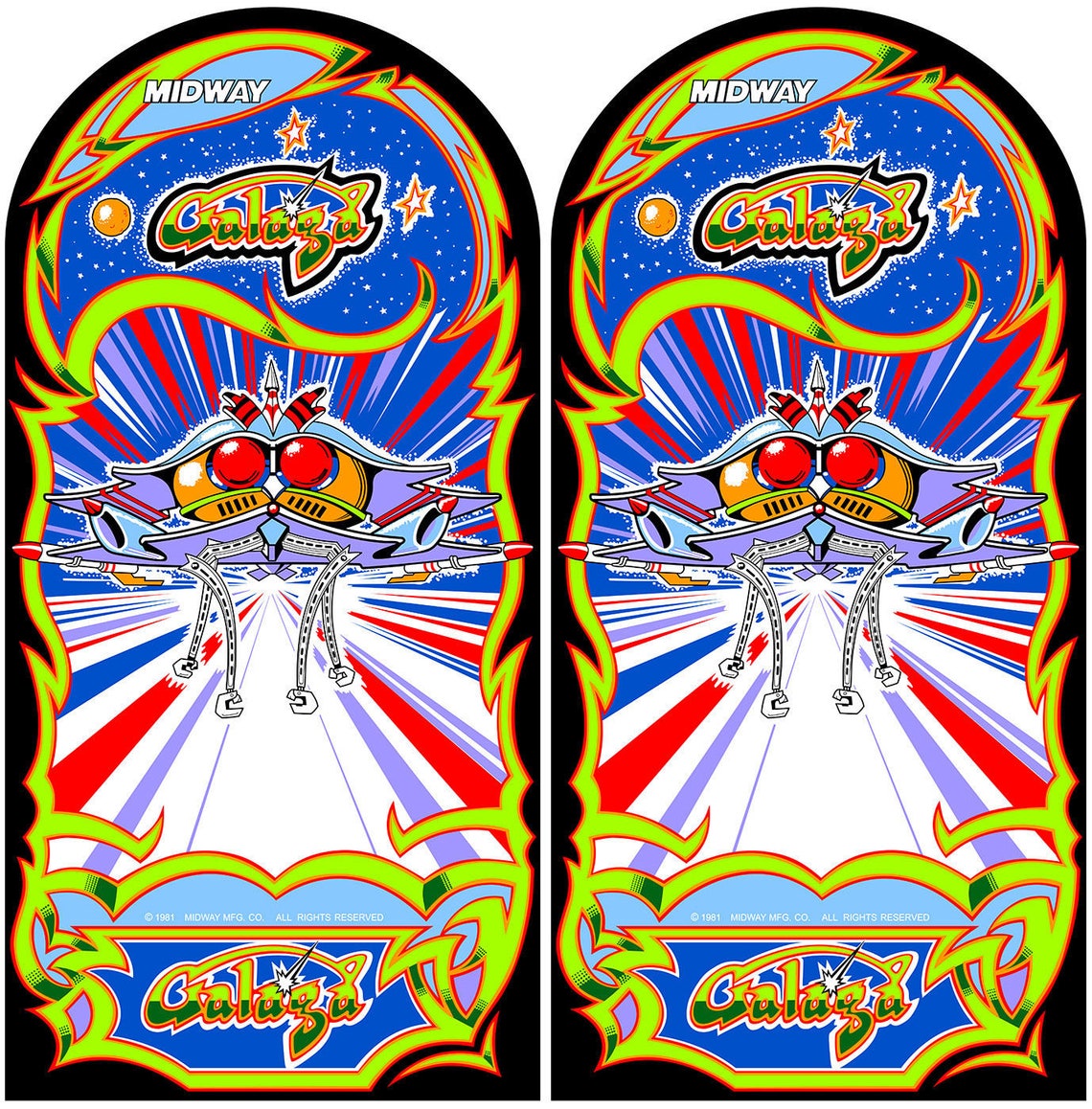 GALAGA Arcade Cabinet Graphics for Reproduction Side Art - Etsy