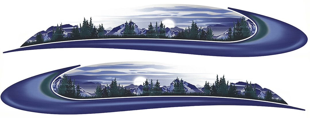 2 RV Trailer Camper Mountain Scene Graphics Decals Stripes -726-2 - Etsy