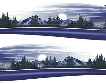 2 RV Trailer Camper Mountain Scene Graphics Decals Stripes | Etsy