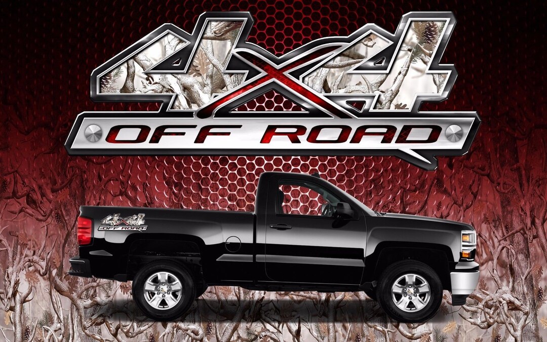 2 4x4 Offroad Truck Camouflage Buck Snow Camo Truck Bed Decals Stickers ...