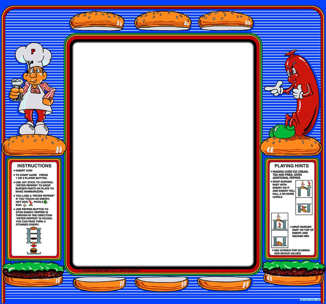Burgertime Arcade Monitor Bezel Sticker Decal - Etsy