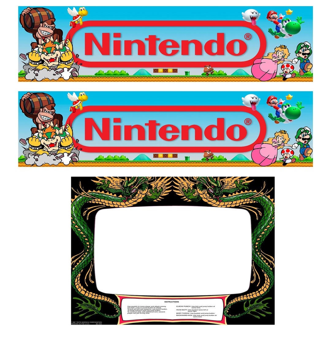Custom Double Dragon Arcade Monitor Bezel Sticker Marquee - Etsy