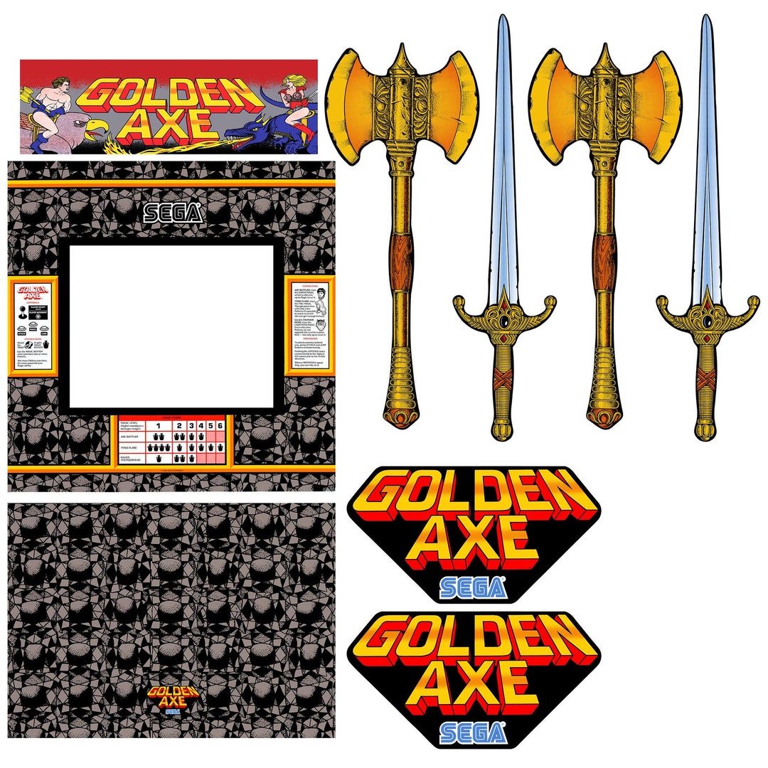 Golden Axe Arcade Cabinet Graphics Marquee Bezel Cpo - Etsy
