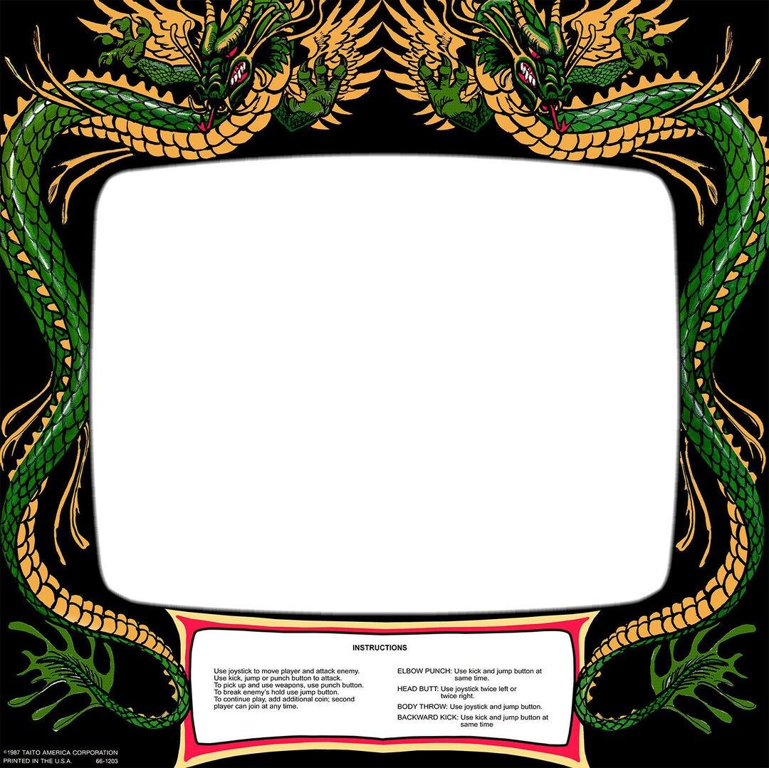 Double Dragon Arcade Monitor Bezel Sticker Decal - Etsy