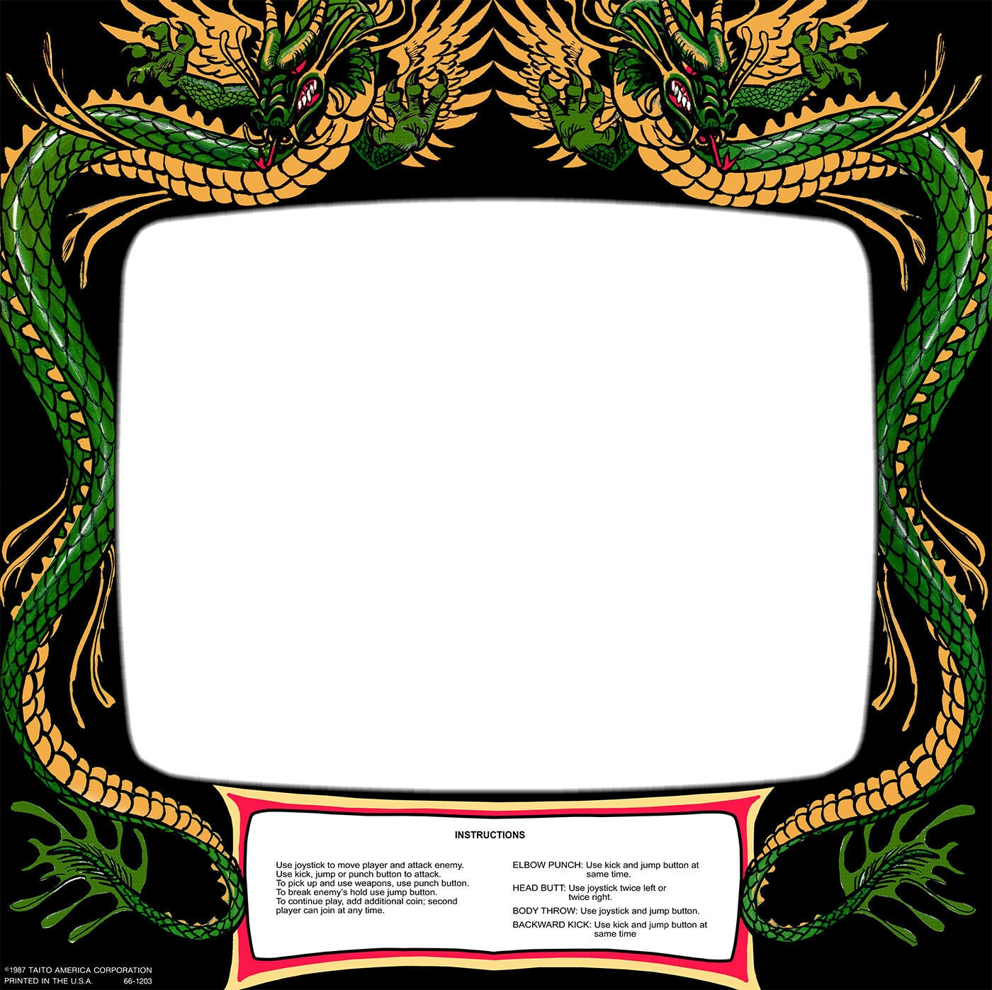 Double Dragon Arcade Monitor Bezel Sticker Decal - Etsy