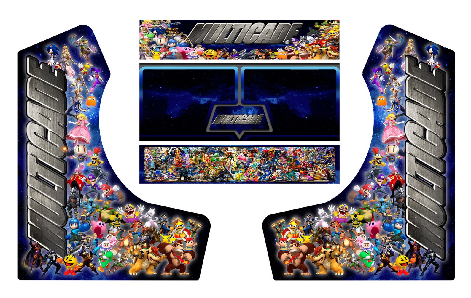 Arcade Classics Multicade Bartop Cabinet Graphics Decals Stickers Set ...