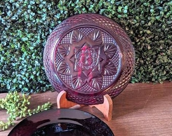 Vintage Antique Red Ruby Rose Cristal D'arques Dessert Plates Set of 2 ...