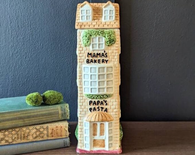 Vintage Ceramic Village Pasta Canister, Vintage Ceramic Pasta Container ...