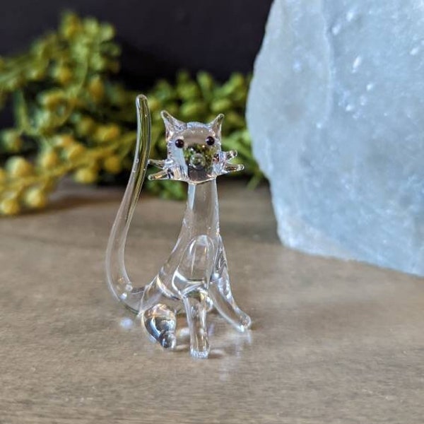 Glass Cat Figurine - Etsy