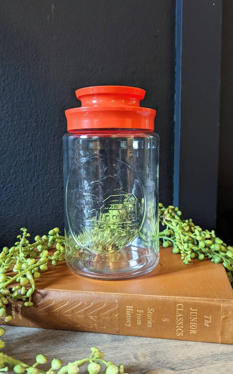 1970's Glass Orange Tang Jar Vintage 70's Kitchen - Etsy