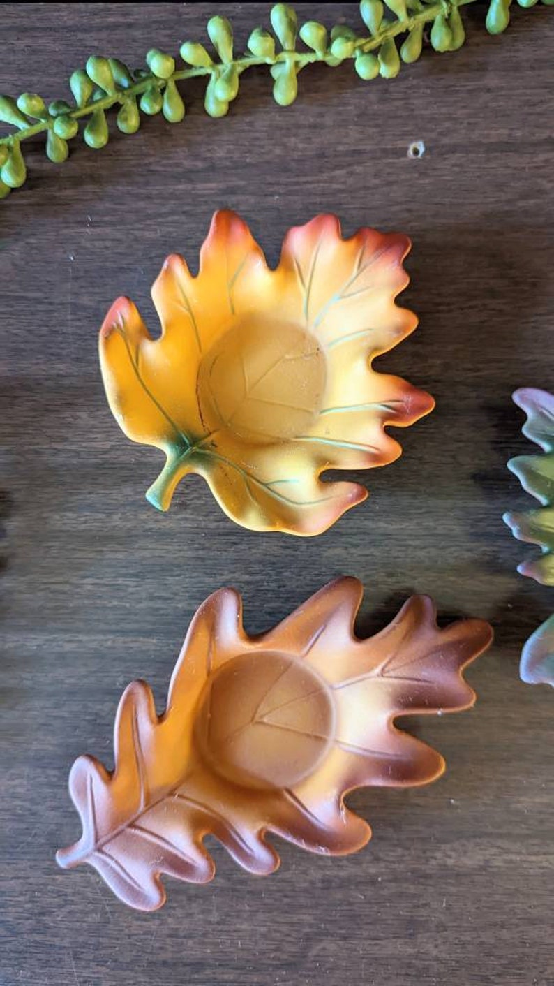 1990's Partylite Fall Leaves Tealight Holders, Vintage Fall Home Decor ...