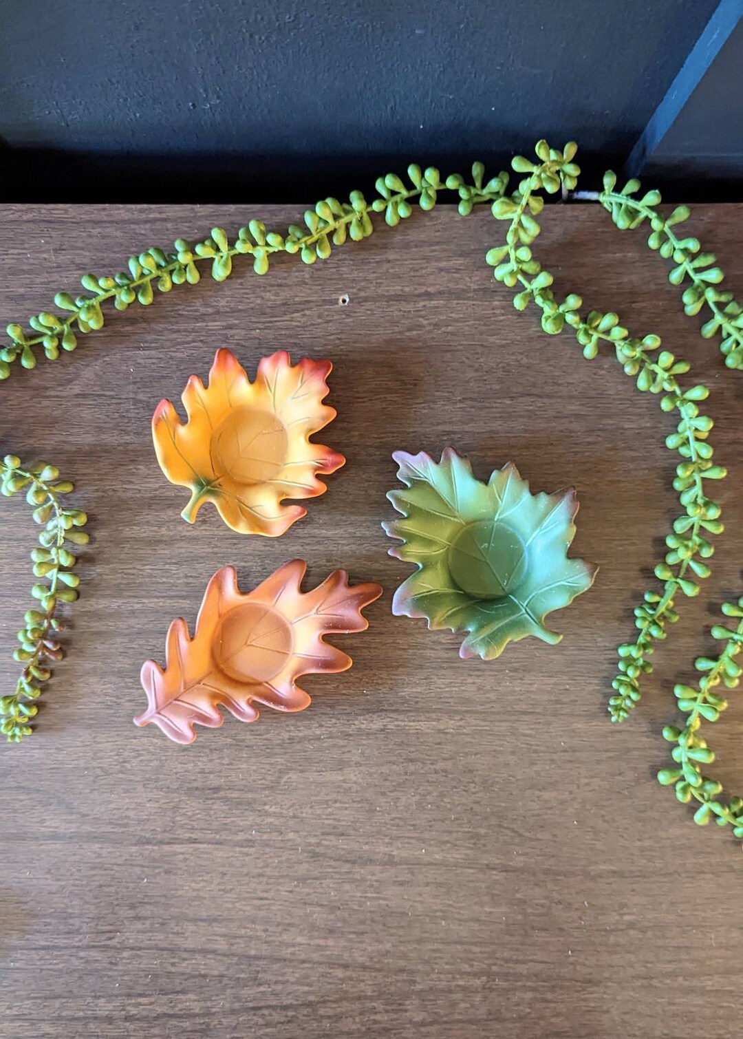 1990's Partylite Fall Leaves Tealight Holders, Vintage Fall Home Decor ...