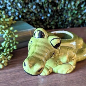 Vintage Ceramic Alligator Indoor Planter, Unique Alligator Planter ...