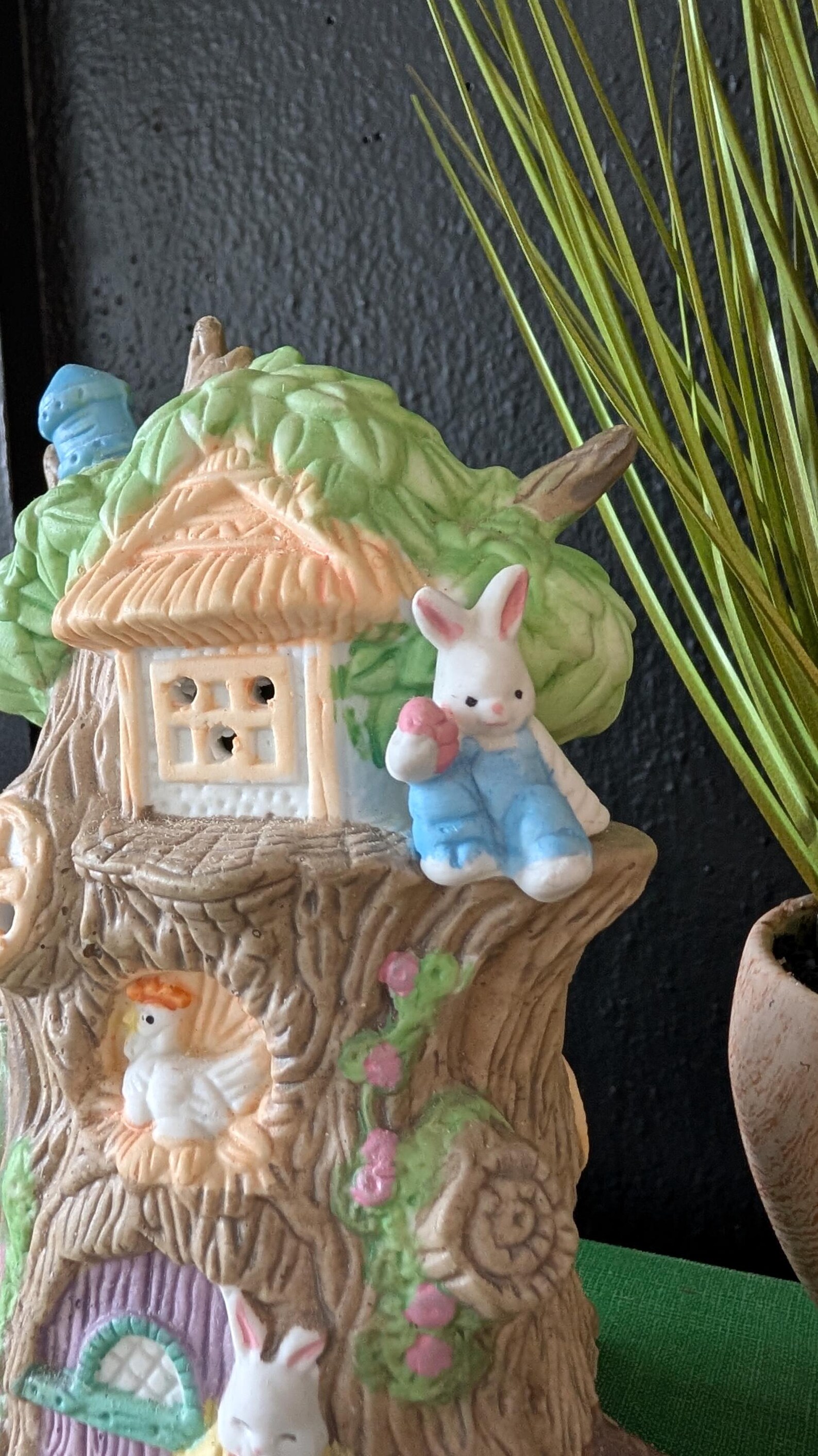 Vintage Porcelain Easter Village Tree Trunk Cottage, Vintage Easter ...
