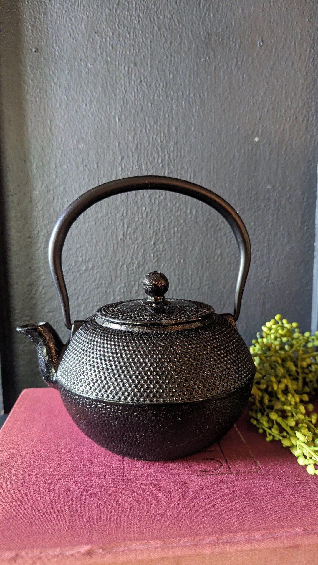 Vintage Black Cast Iron Japanese Style Teapot, Cast Iron Teapot ...
