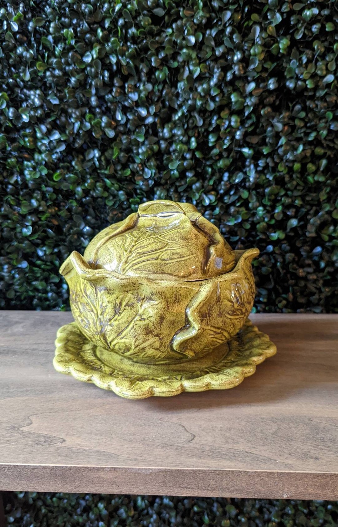 Mid Century Modern Cabbage Shape Covered Casserole Dish, Vintage ...