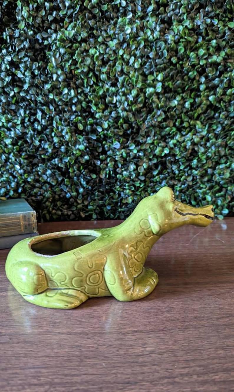 Vintage Ceramic Alligator Indoor Planter Unique Alligator - Etsy