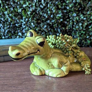 Vintage Ceramic Alligator Indoor Planter, Unique Alligator Planter ...