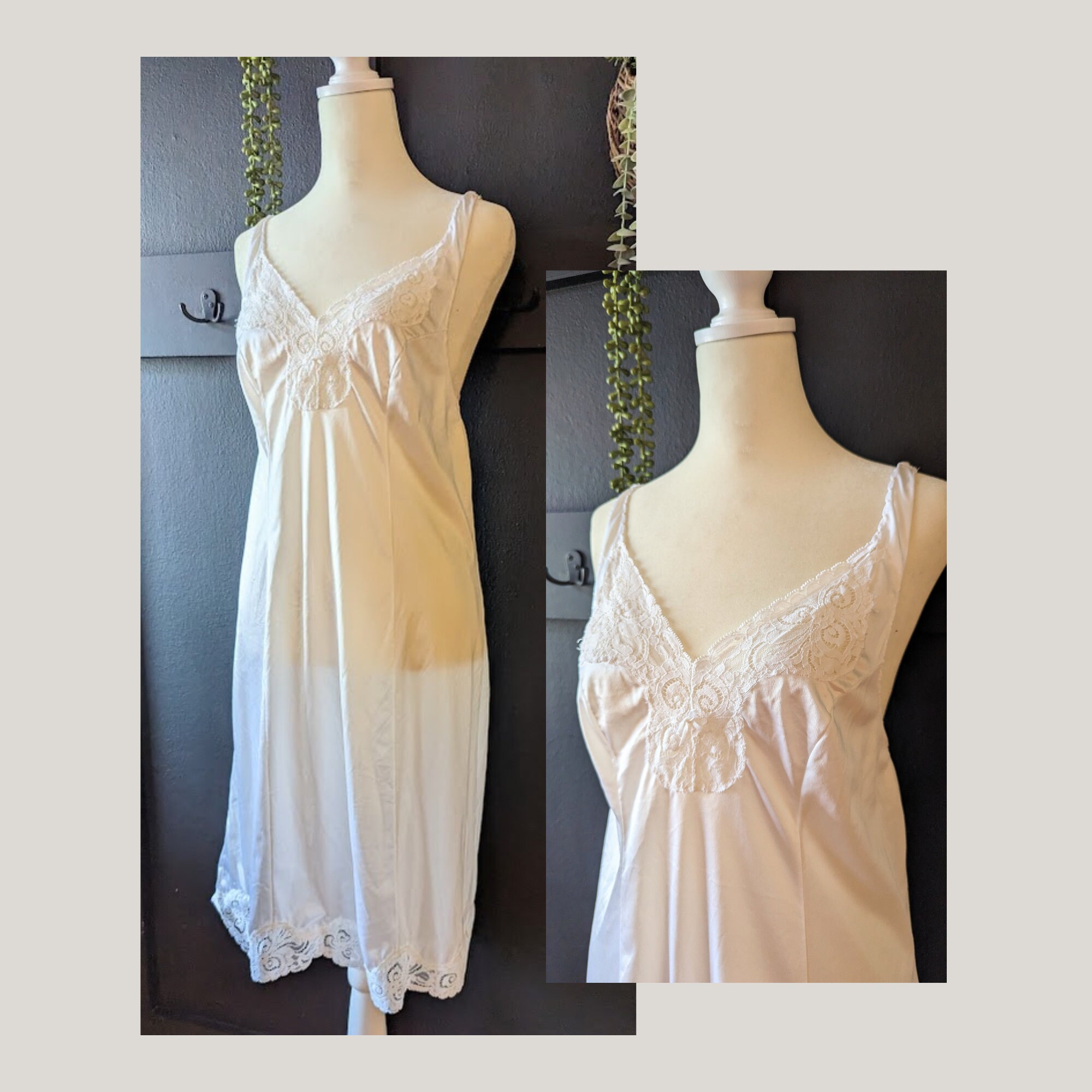 Vintage White Lacey Slip Midcentury Size 34 White Slip or - Etsy