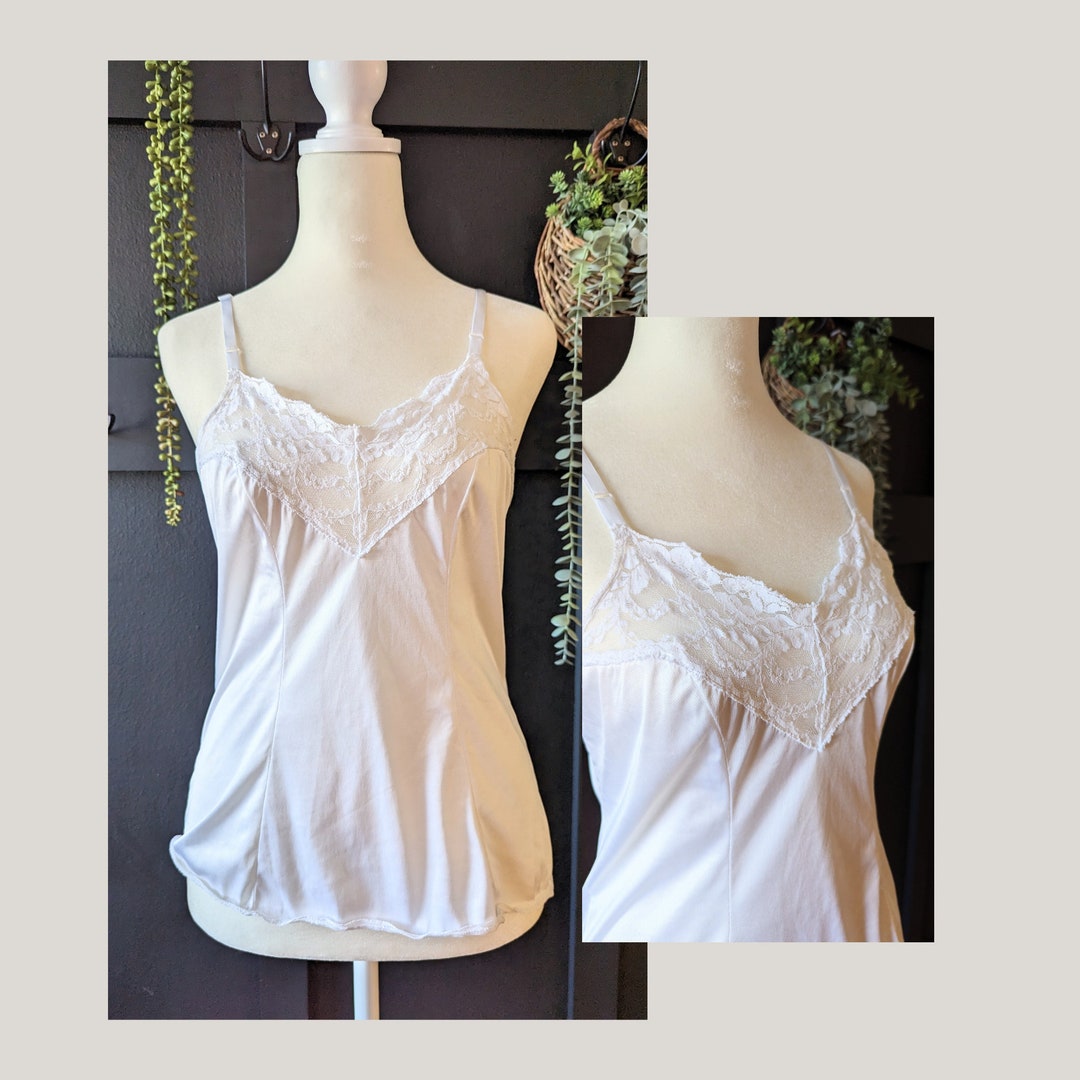 Vintage Vassarette White Lace Camisole Slip Top Vintage White Lace Slip Tank Top Etsy
