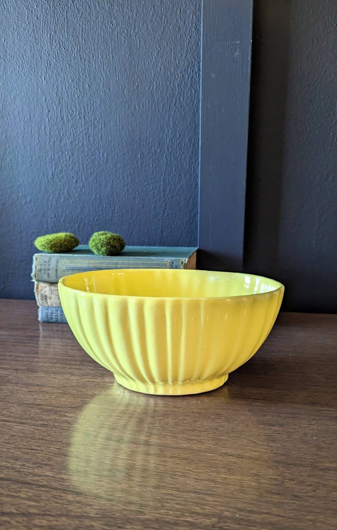 Vintage Bright Yellow Haeger Pottery Ribbed Oval Planter, Vintage ...