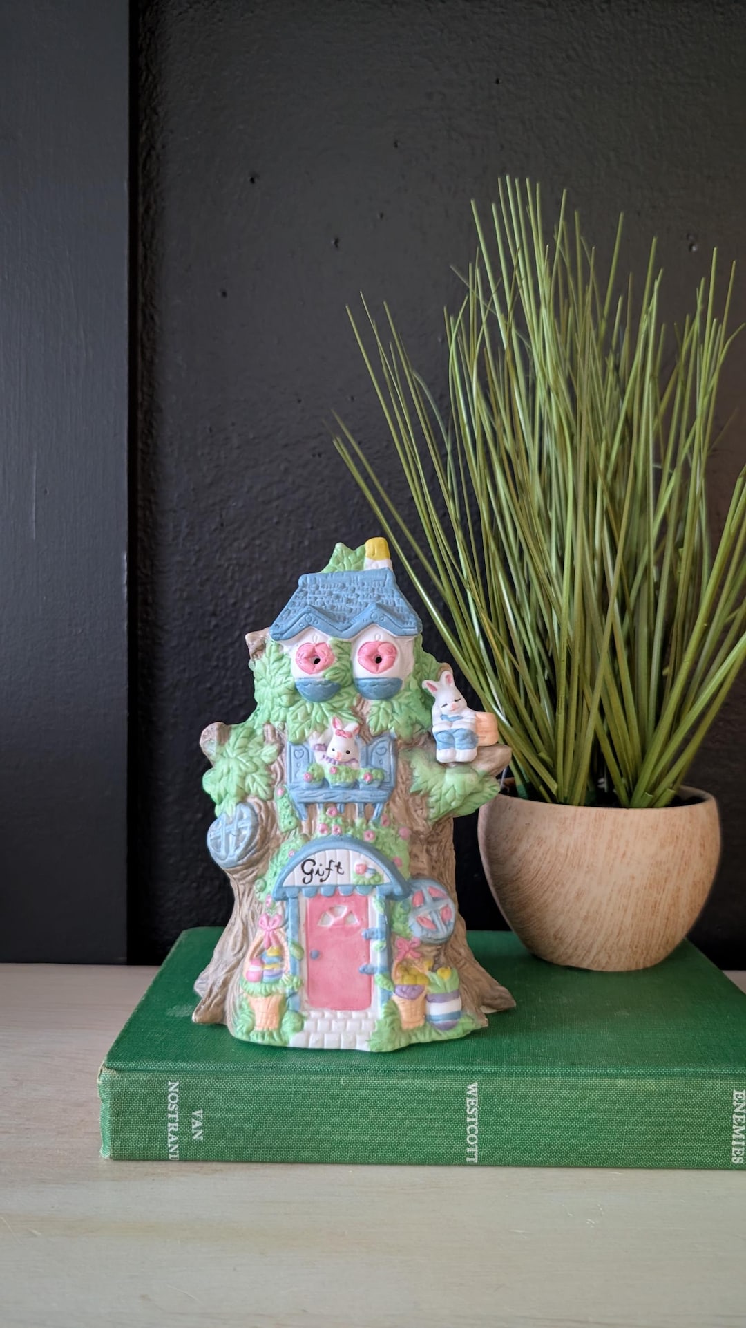 Vintage Porcelain Easter Village Tree Trunk Gift Shop, Vintage Easter ...