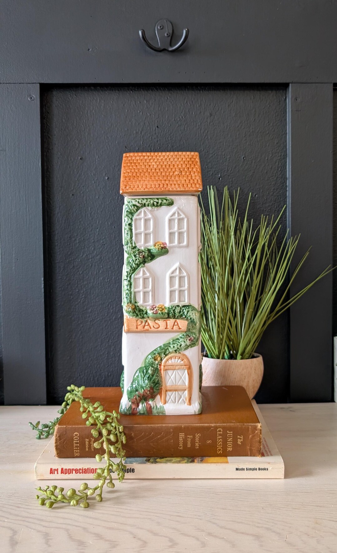 Vintage Ceramic Village Pasta Canister, Vintage Ceramic Pasta Container ...