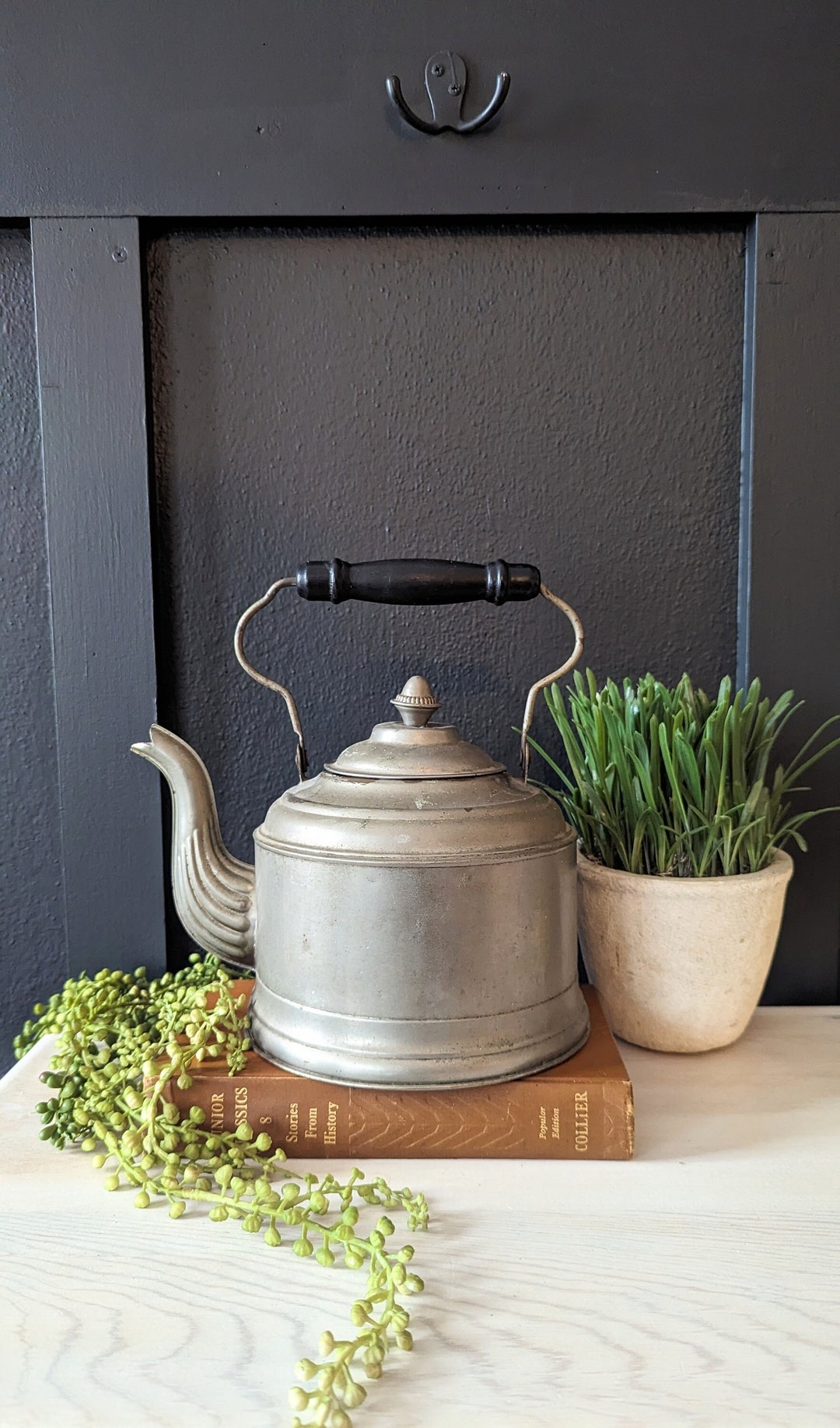 Antique Metal Teapot, Unique Metal Teapot, Rustic Primitive Tea Kettle ...