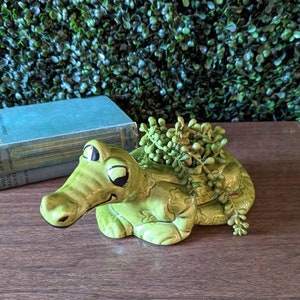 Vintage Ceramic Alligator Indoor Planter, Unique Alligator Planter ...