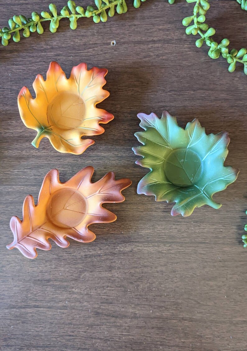 1990's Partylite Fall Leaves Tealight Holders, Vintage Fall Home Decor ...