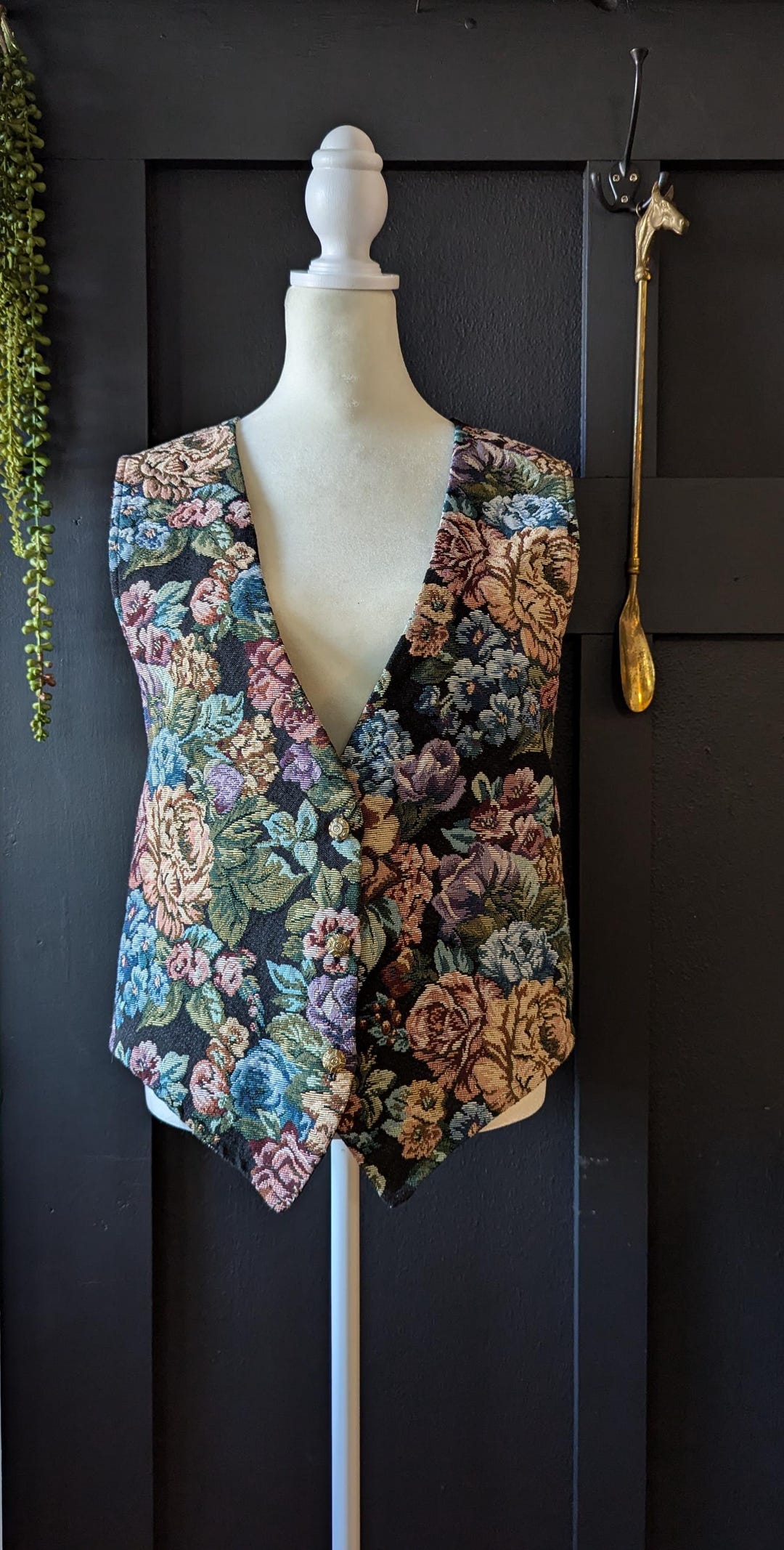 Vintage 80s/90s Floral Tapestry Vest Size X Large, Vintage XL Floral ...
