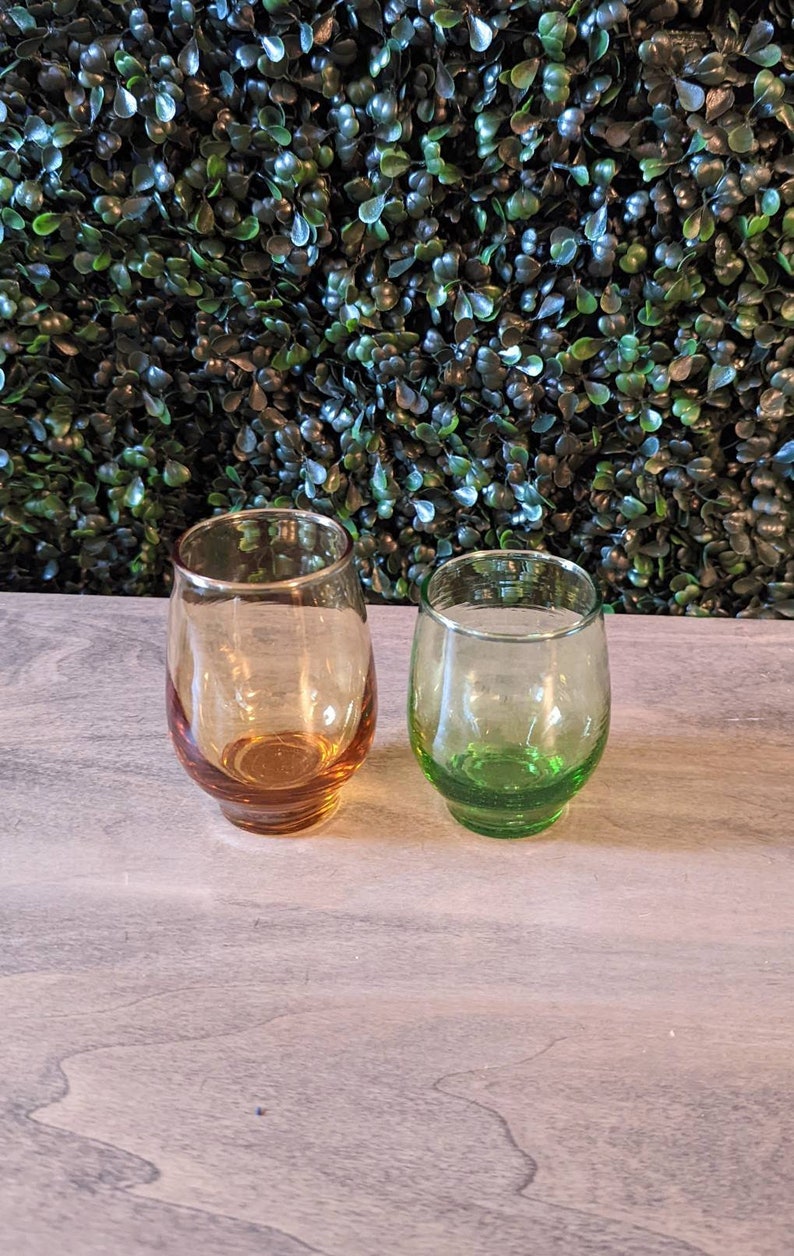 Vintage, Mid Century Libbey Small Glass Tumblers, Vintage Colored Glass ...