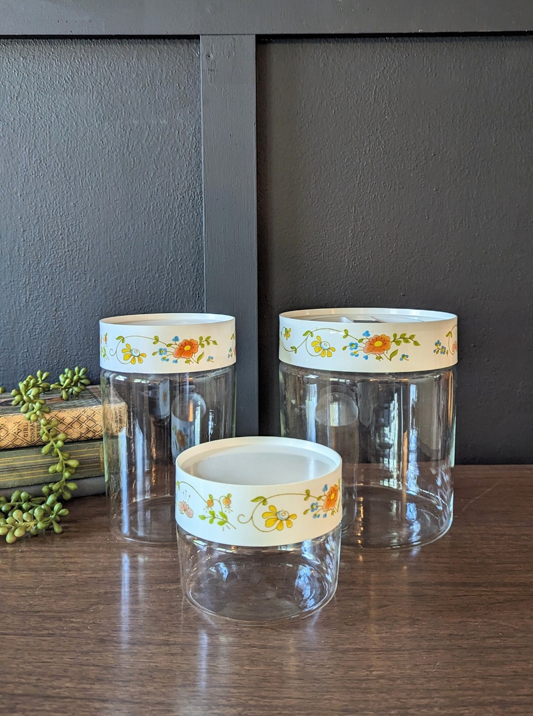 Vintage Pyrex Wildflower Glass Canister Set of 3, Vintage Pyrex ...